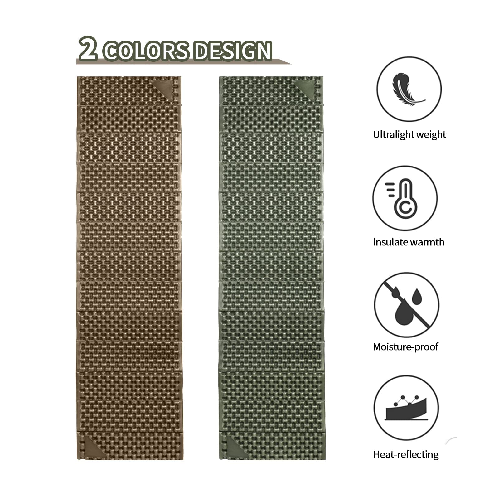 Foam Camping Pads for Hiking, Ultralight Closed Cell Mattress, Waterproof Soft Mat for Adults, Wide Picnic Yoga Mats, Folding Sleeping Pad for Outdoor Backpacking