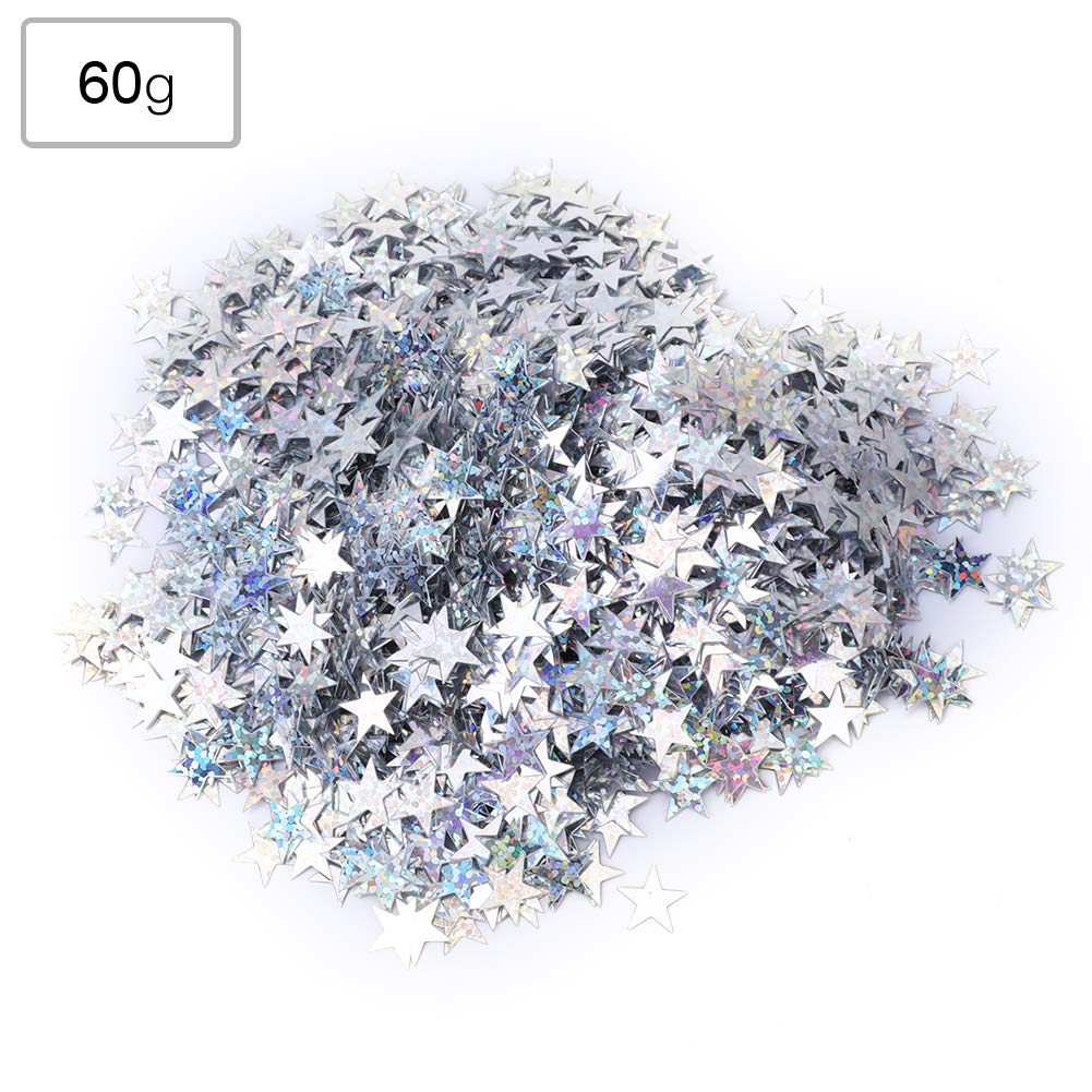 Star Confetti Sprinkles Table Confetti Glitter Confetti Silver Metallic Confetti Gold Confetti for Christmas Wedding Birthday Decoration 60g(silver)