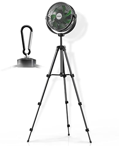 10000 mAh Pedestal Fan with 8.5'' Frame, 4 Speeds Air Circulator Fan, Portable Desk Fan with Adjustable Height, Max 38 H, Rechargeable Standing Fan, Included A Hook, Quiet for Home, Office, Outdoor