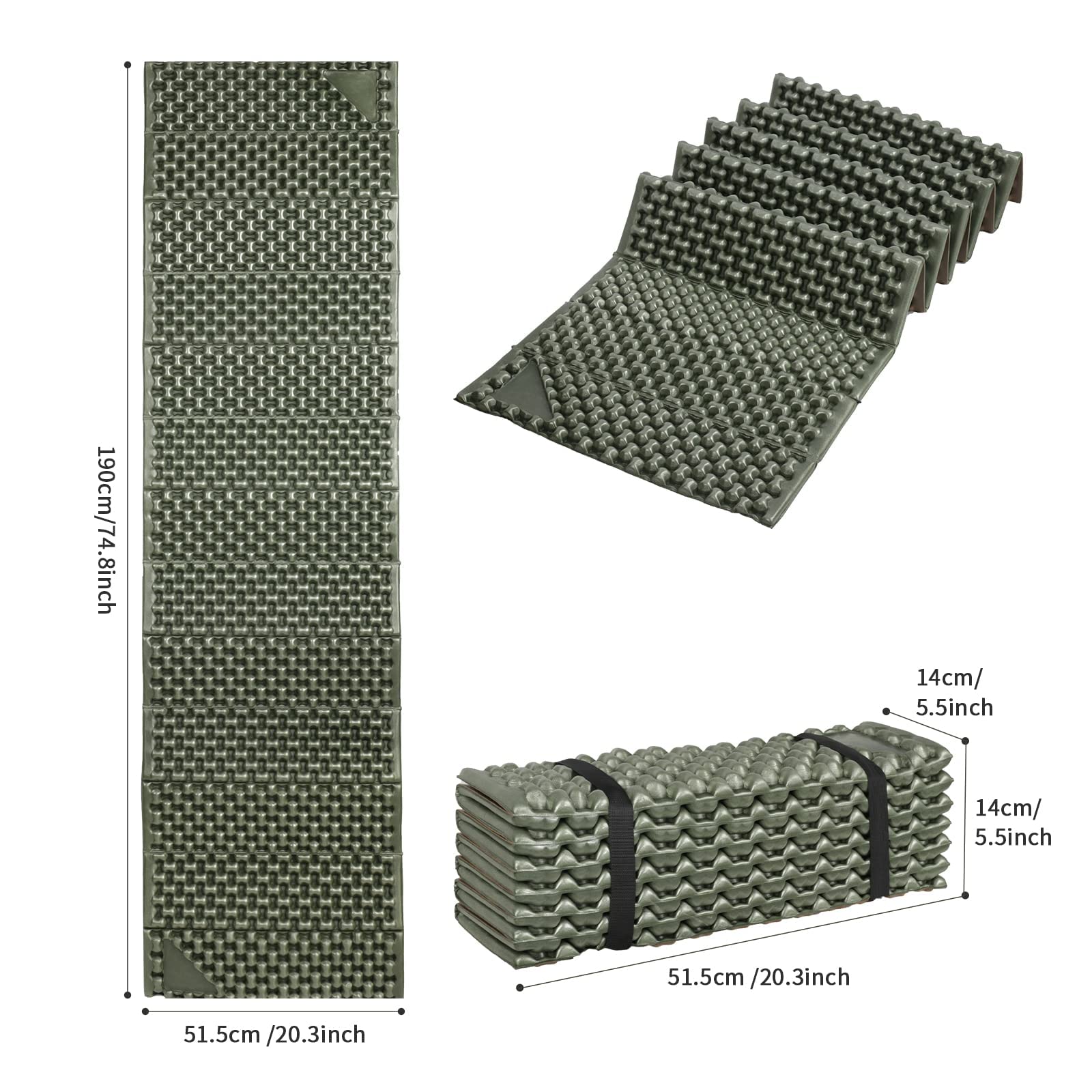 Foam Camping Pads for Hiking, Ultralight Closed Cell Mattress, Waterproof Soft Mat for Adults, Wide Picnic Yoga Mats, Folding Sleeping Pad for Outdoor Backpacking