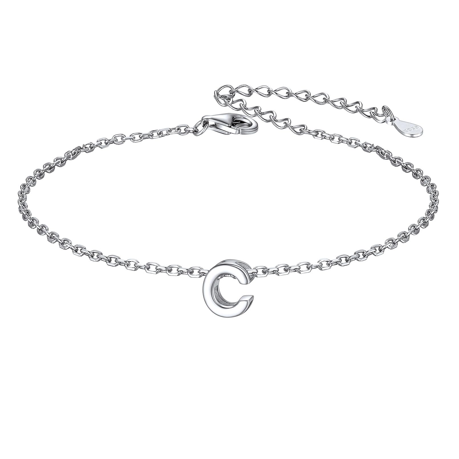 ChicSilver Initial Bracelets for Women Dainty Charm Bracelet Silver Womens Bracelet for Mom Bracelets for Women