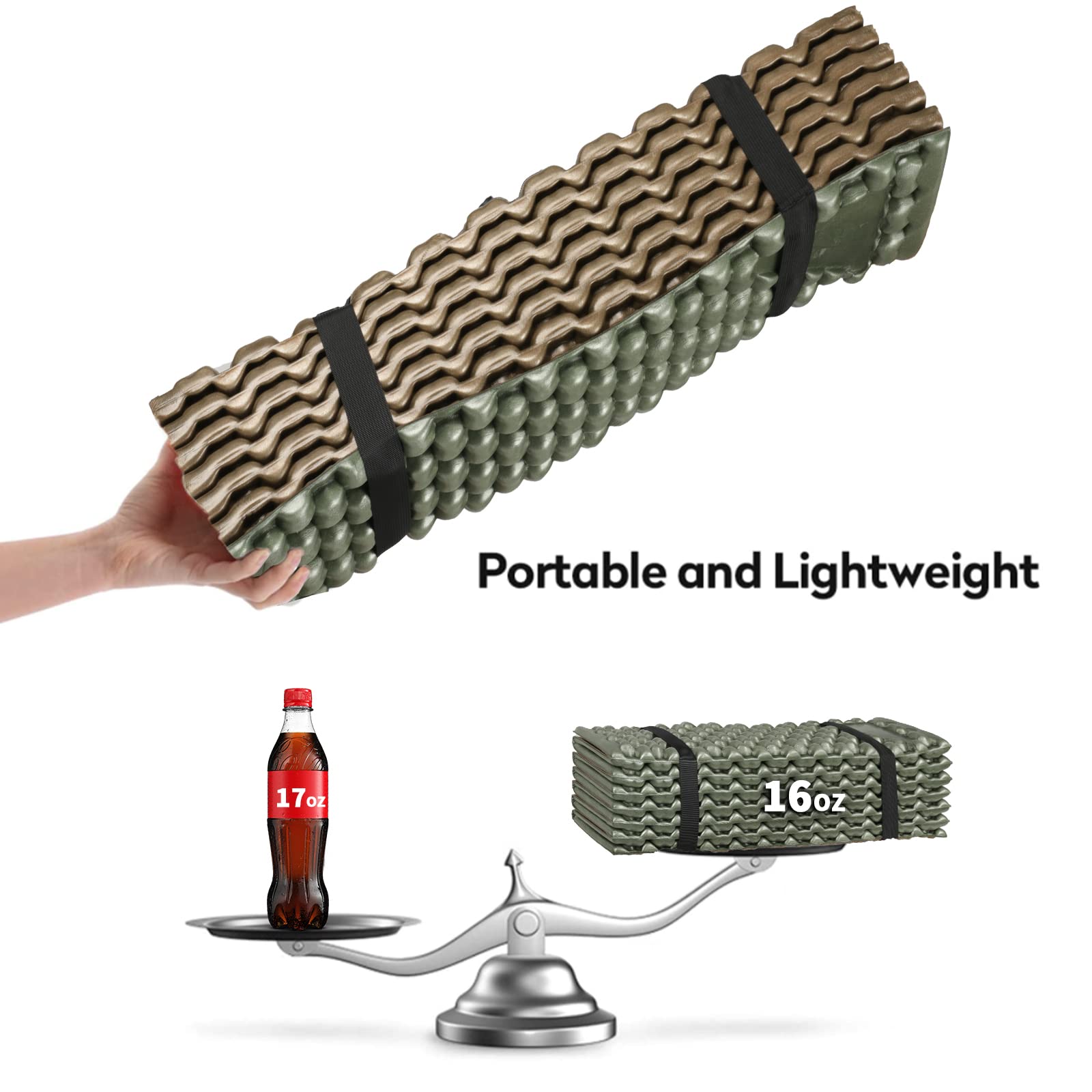Foam Camping Pads for Hiking, Ultralight Closed Cell Mattress, Waterproof Soft Mat for Adults, Wide Picnic Yoga Mats, Folding Sleeping Pad for Outdoor Backpacking