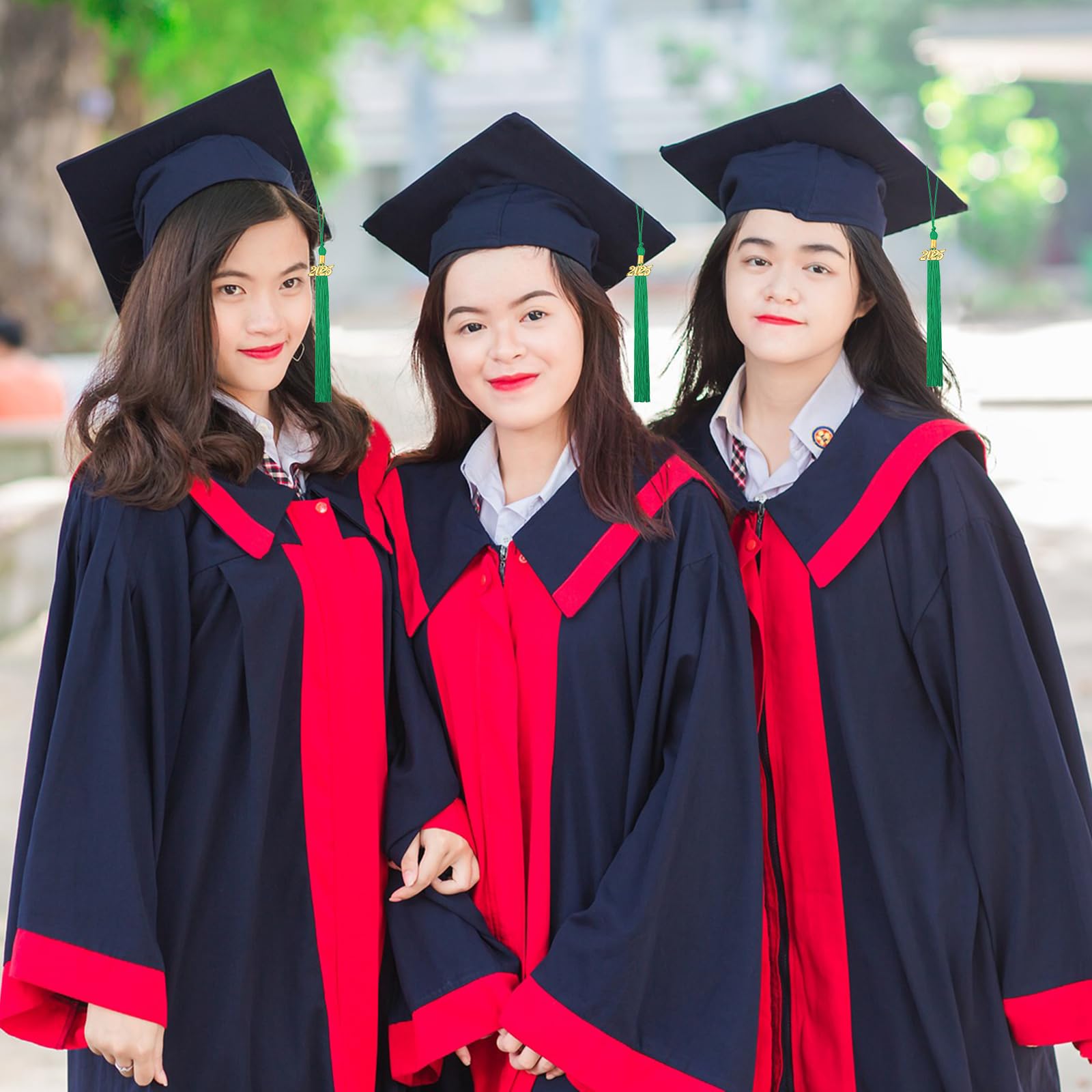 Yaomiao 14 Pieces 2025 Year Charm Graduation Tassel Academic Graduation Hat Tassel with Decoration for Graduates Ceremonies Parties Accessories(Green)