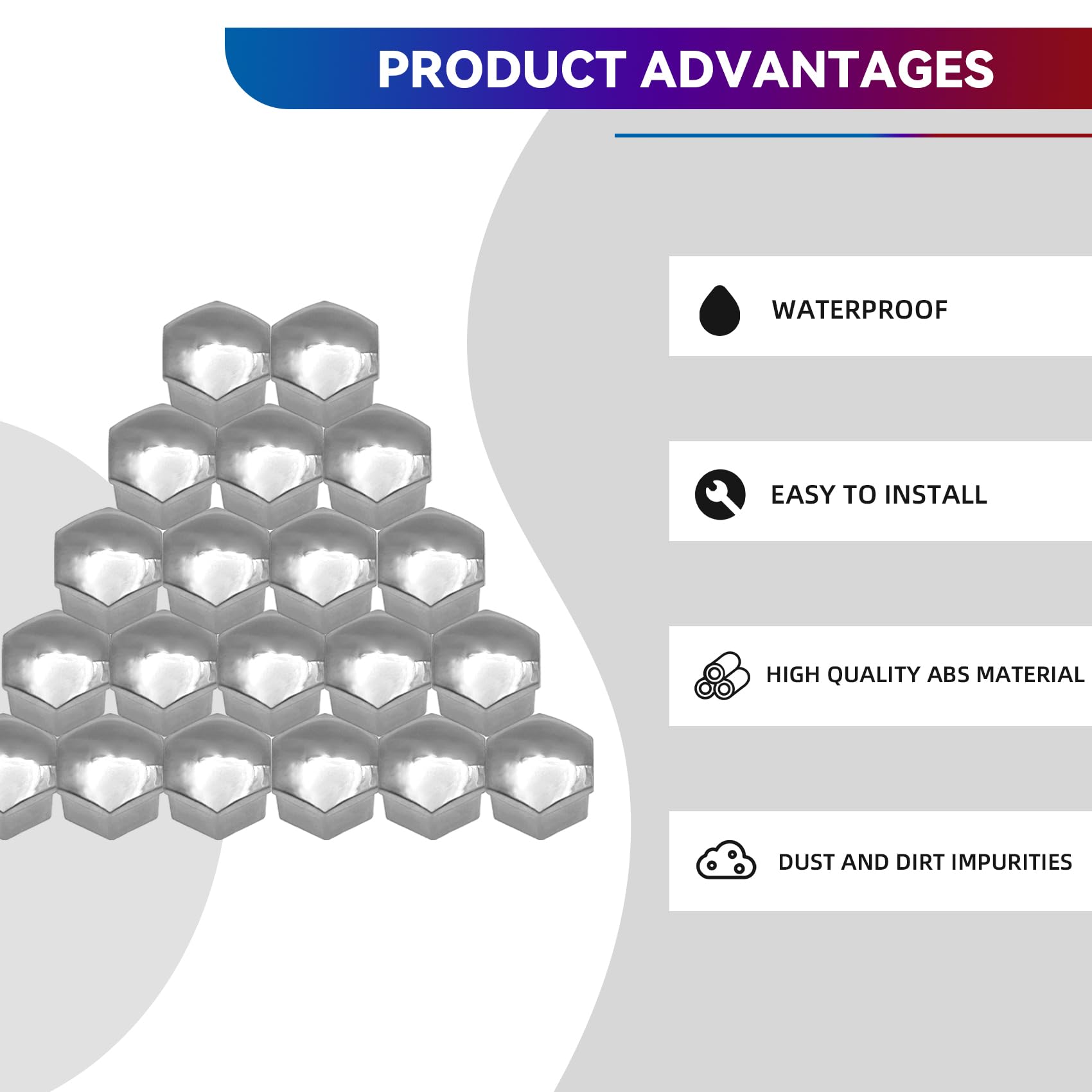 QUICTO 20 Pcs Car Wheel Nut Cap, Automotive Tire Bolt Cap, Universal 17mm, Rustproof Dust Cap, Hexagonal Plastic Tire Bolts with Removal Tool