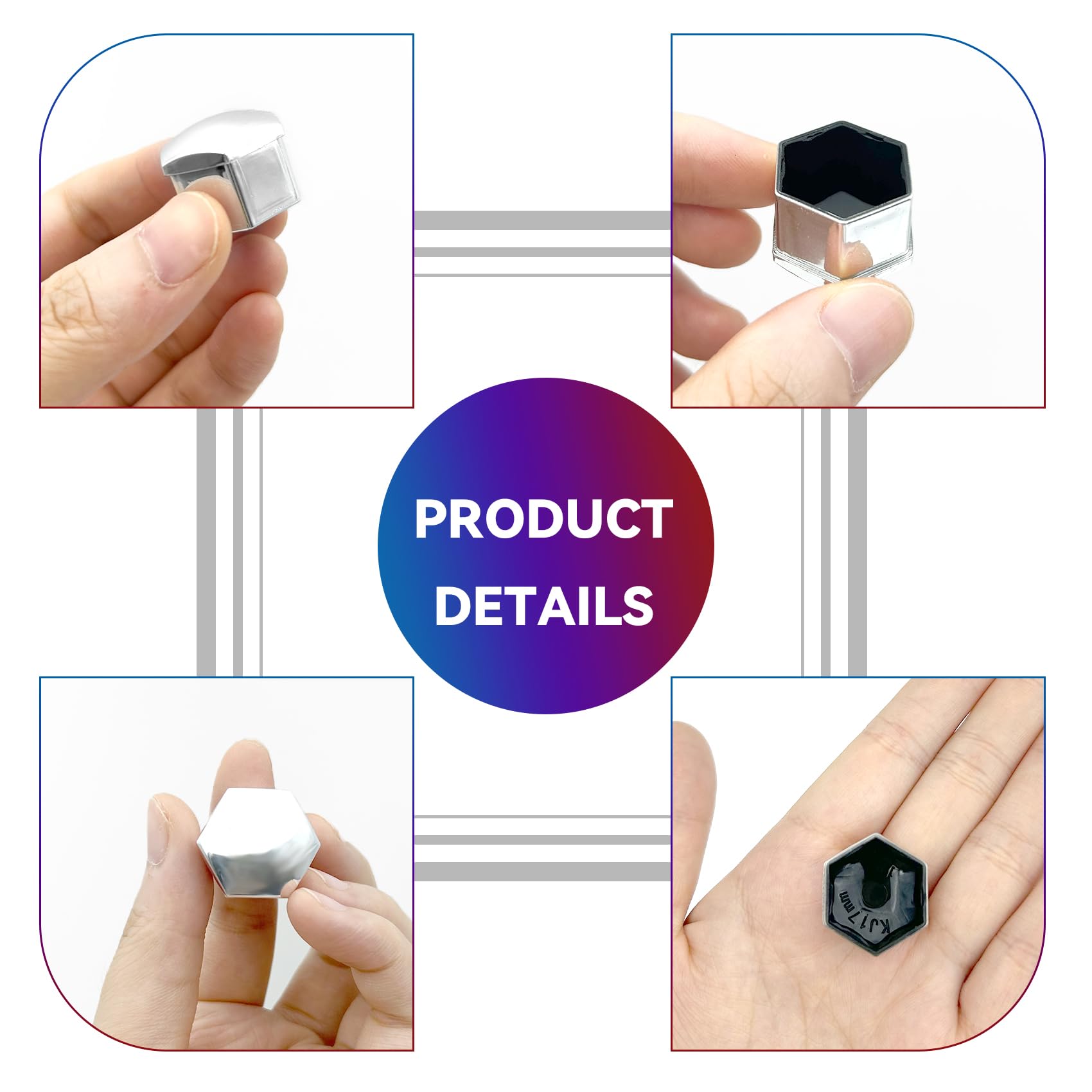 QUICTO 20 Pcs Car Wheel Nut Cap, Automotive Tire Bolt Cap, Universal 17mm, Rustproof Dust Cap, Hexagonal Plastic Tire Bolts with Removal Tool