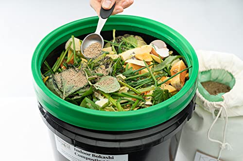 Indoor Bokashi Composting System - Kitchen Compost Buckets with A Spout - Air Tight Gamma Seal Lid - Practical Way to Collect All Your Organic Waste - 5lbs of Kashi Blend