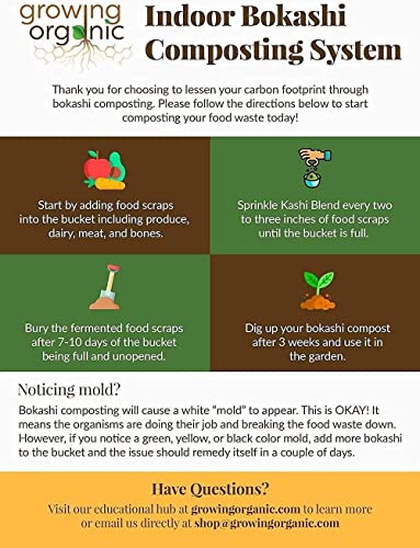 Indoor Bokashi Composting System - Kitchen Compost Buckets with A Spout - Air Tight Gamma Seal Lid - Practical Way to Collect All Your Organic Waste - 5lbs of Kashi Blend