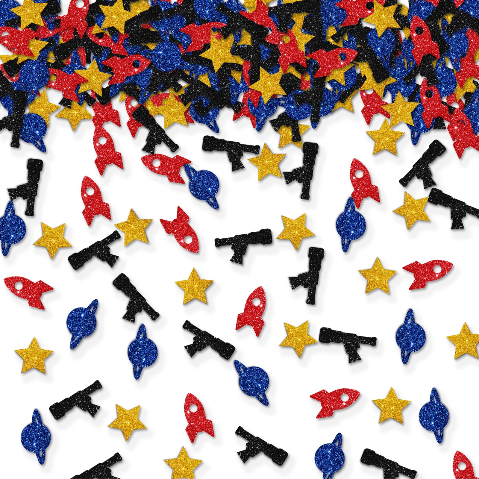 100pcs Outer Space Confetti, Rocket Star Table Confetti for Baby Shower, Sapce Birthday Paper Scatters, Outer Space Galaxy Theme 1st/2nd Birthday Party Table Decoration