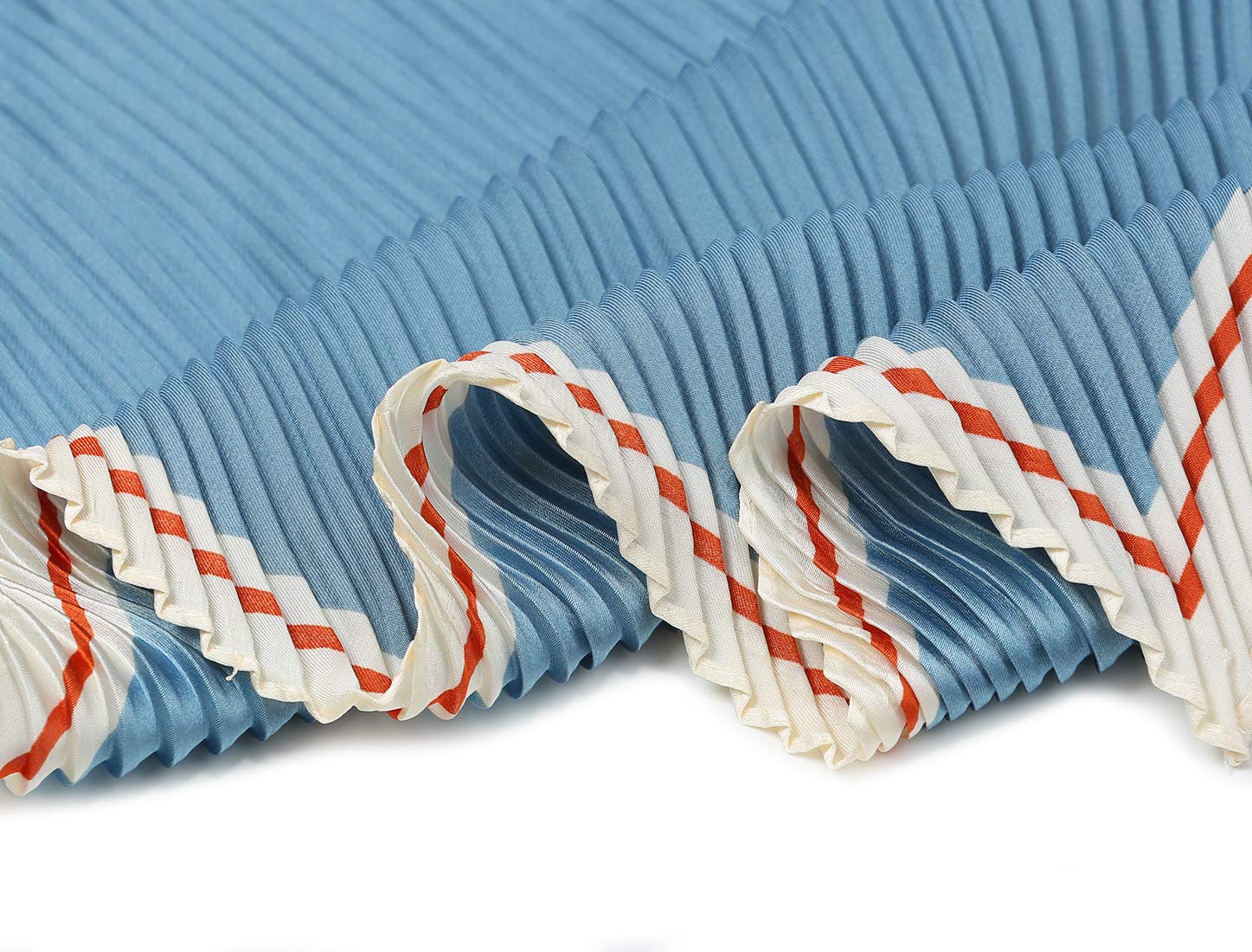 Allegra K Women Pleated Rhombus Rhombic Scarf Scarves Head Ribbon Bandana Solid Color Blue