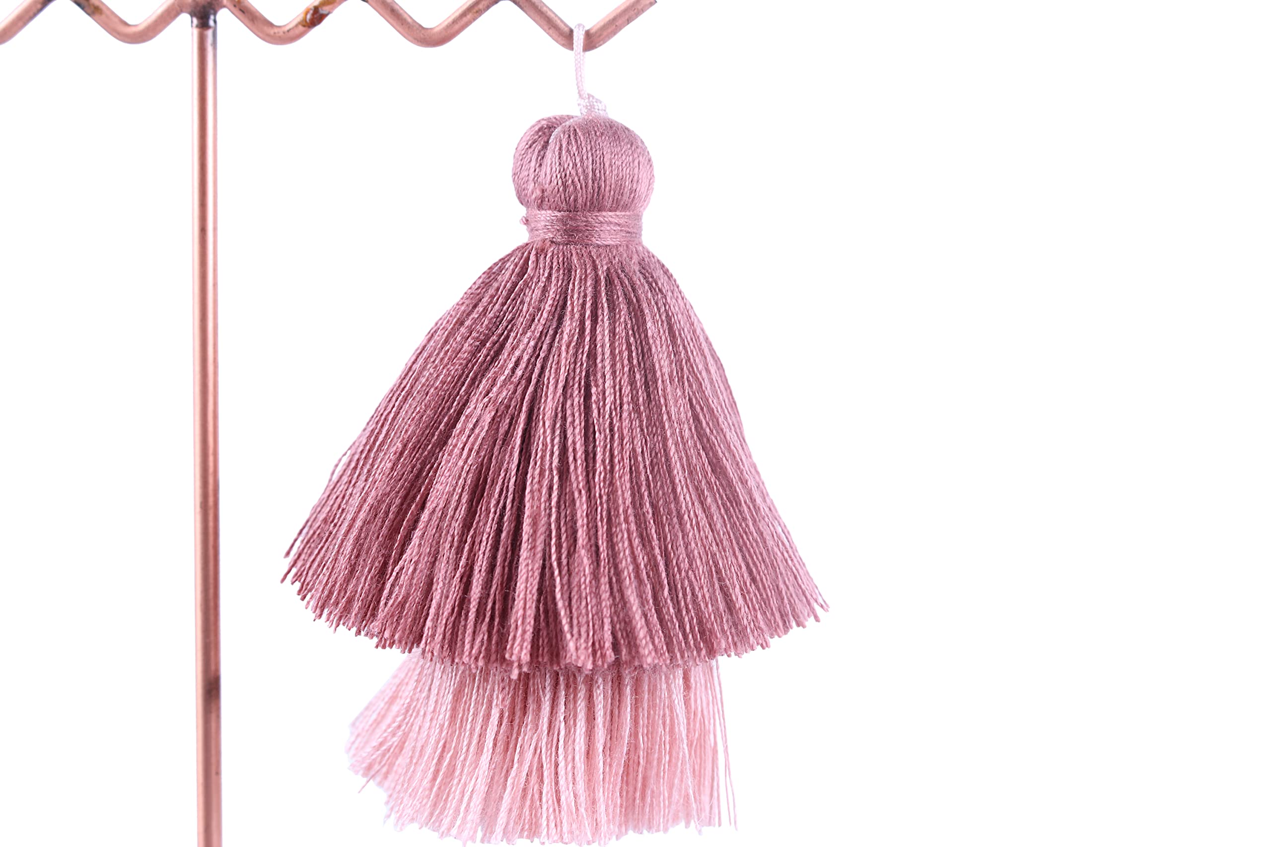 KONMAY 20pcs 3.2'' Mixed Boho Tiered Tassels, 2 Layers Pom Pom LayeredTassels with Loop for Jewelry Making,Bag Decoration, Keychains, Pillows and Crafts