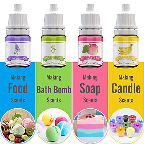 Food Flavoring Oil - 24 Pack Concentrated Flavor Oil for Baking, Cooking, Cosmetics - Liquid Lip Gloss Flavoring Oil Extract for Lip Balm, Drinks, Soap Making - Water & Oil Soluble - .2 Fl Oz Bottles
