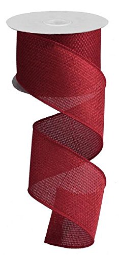Cross Royal Burlap Wired Edge Ribbon - 2.5" x 10 Yards (Burgundy)