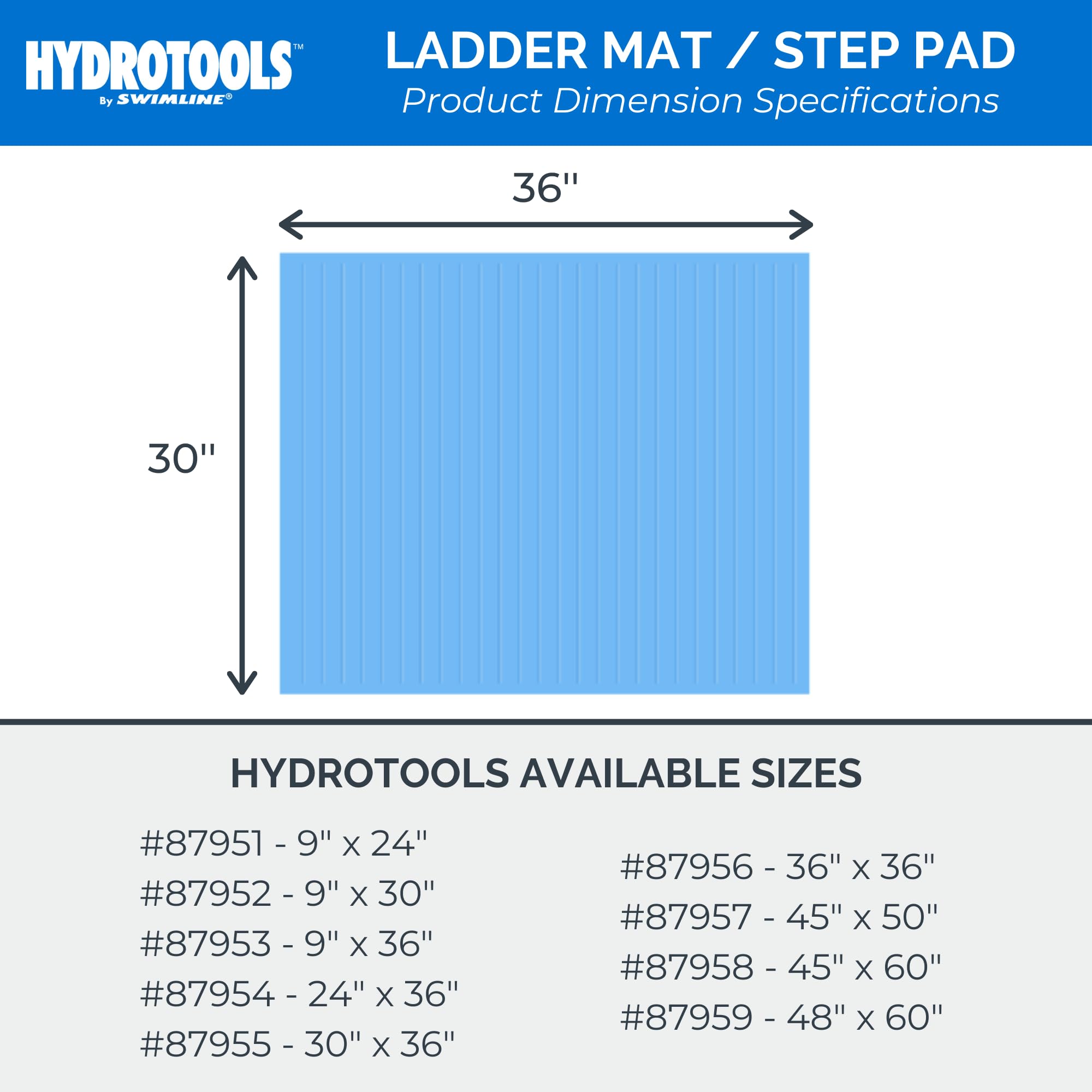 SWIMLINE HYDROTOOLS Protecitve Pool Ladder Mat For Above Ground Pools Stairs, Steps, & Ladders | 30 x 36 INCH | Safety & Stability Swimming Pool Accessories | Made in USA | Premium Durable Material