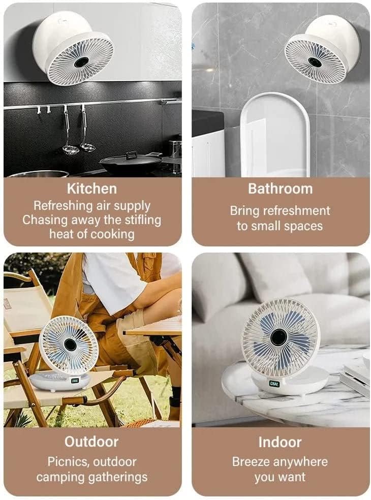 Household Dual-use Kitchen Fan - Portable Powerful Table Fan Wall-mounted Fan, 3 Speed Wind 120° Rotate Desktop Fan, Adjustment Table Fan for Kitchen Home (White (Straight Plug-Not Rechargeable))