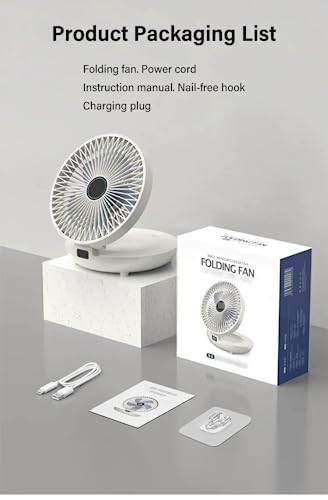 Household Dual-use Kitchen Fan - Portable Powerful Table Fan Wall-mounted Fan, 3 Speed Wind 120° Rotate Desktop Fan, Adjustment Table Fan for Kitchen Home (White (Straight Plug-Not Rechargeable))