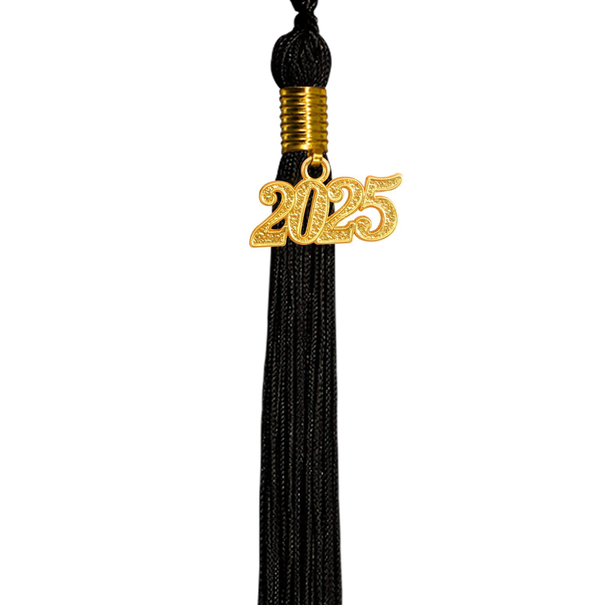 GraduationMall Single Color Graduation Tassel with 2025 Year Charm 9" Black