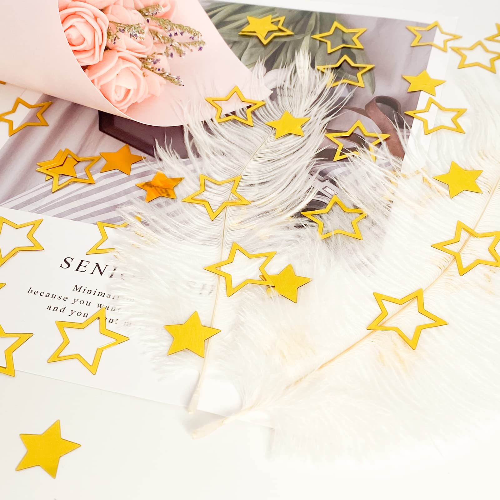 1100Pcs Merry Christmas Gold Star Confetti, Birthday Baby Shower Wedding Christmas Party Decorations,Metallic Foil Glitter Table Confetti Sprinkles