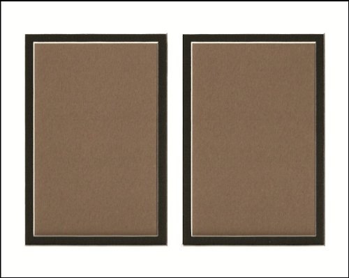 Pack of 5 8x10 White & Black Double Picture Mats Photography Matting, for 2 4x6 Pictures