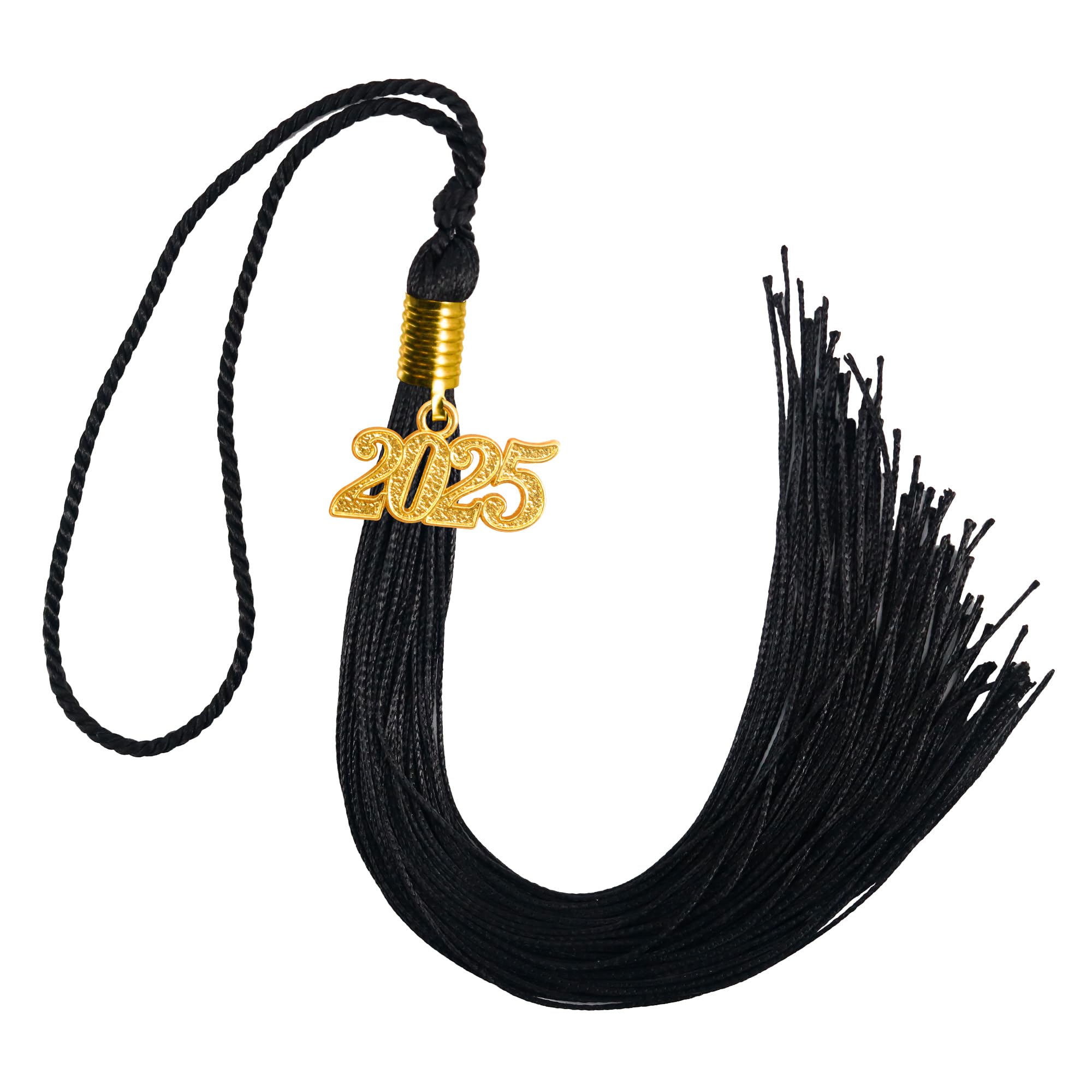 GraduationMall Single Color Graduation Tassel with 2025 Year Charm 9" Black