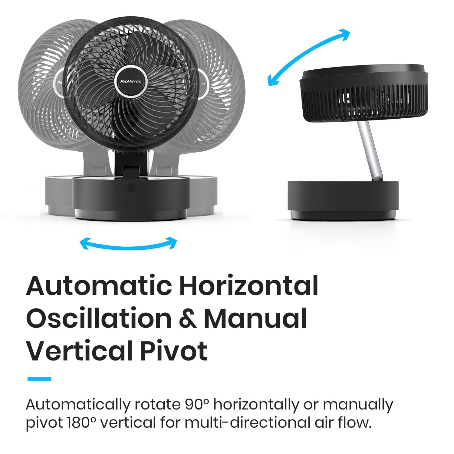 Pro Breeze Personal Table Fan with Remote Control, Fan 8” Desk Fan Powerful Turbo Fan, Whisper Quiet Fan Motor, 24 Speeds, 4 Modes & 12 Hour Timer, Table Fan for Bedroom, Tabletop Fan Air Circulator