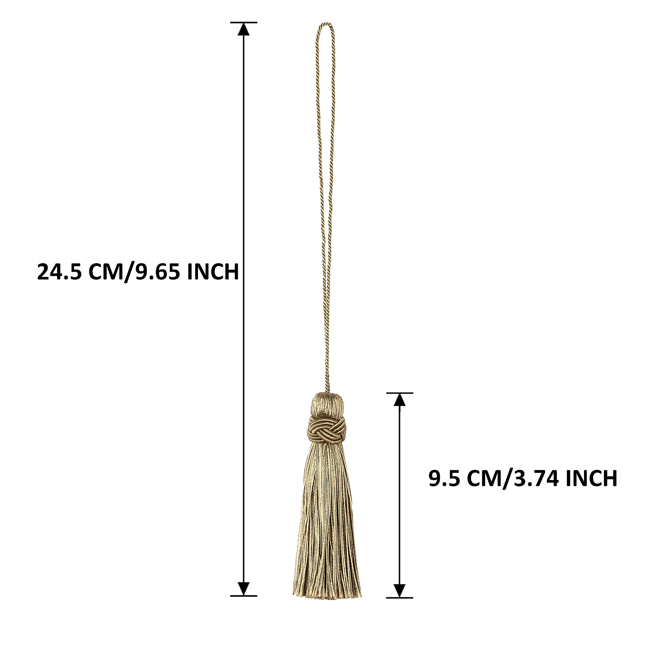 HedongHexi 8 Pack Tassel 24cm/ 9.5 Inch Key Tassel with Loops, Handmade Twisted Tassel Craft, DIY Accessories for Home Decoration (Flaxen,8P)