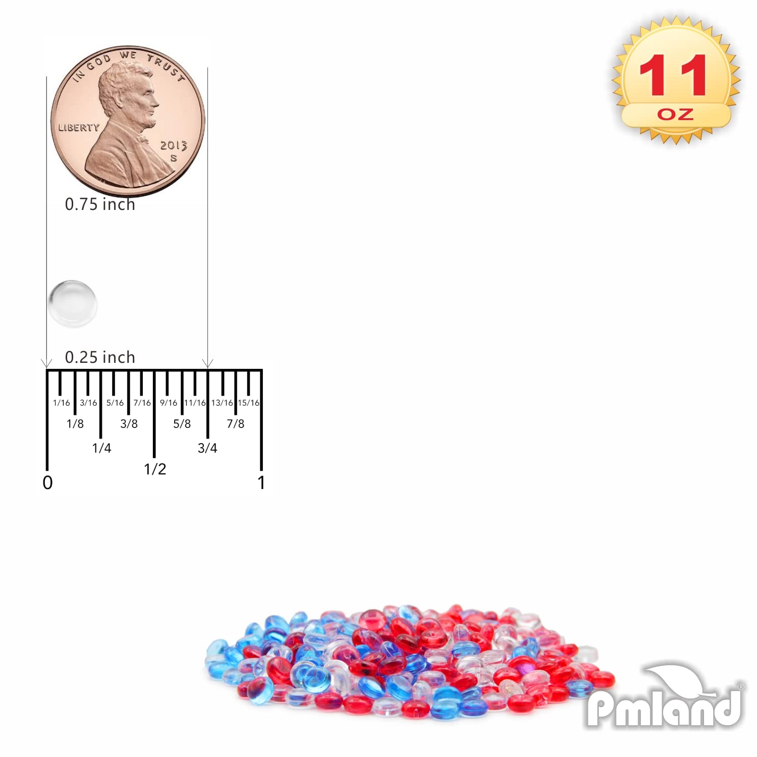 PMLAND Acrylic Mini Flat Marbles, Pebbles, Beads 3500+ Pcs 6 mm in Diameter for Vase Fillers, Brush Holder, Party Table Scatter, Wedding, Decoration, Crafts - Whire Red Blue