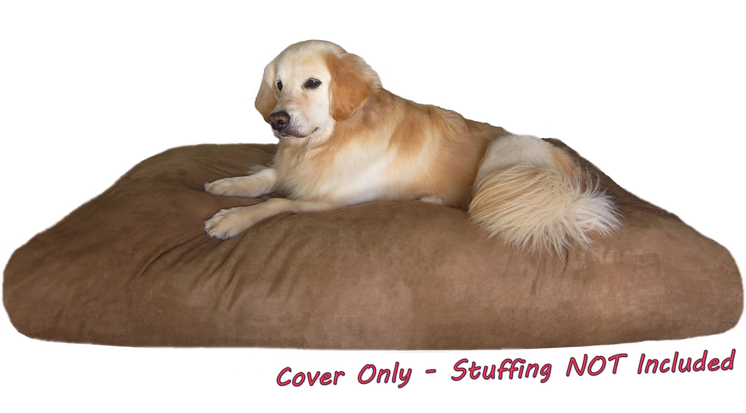 Dogbed4less DIY Pet Bed Pillow Brown Microsuede Duvet Cover and Waterproof Internal case for Dog at 55X37X4 Inch - Covers only