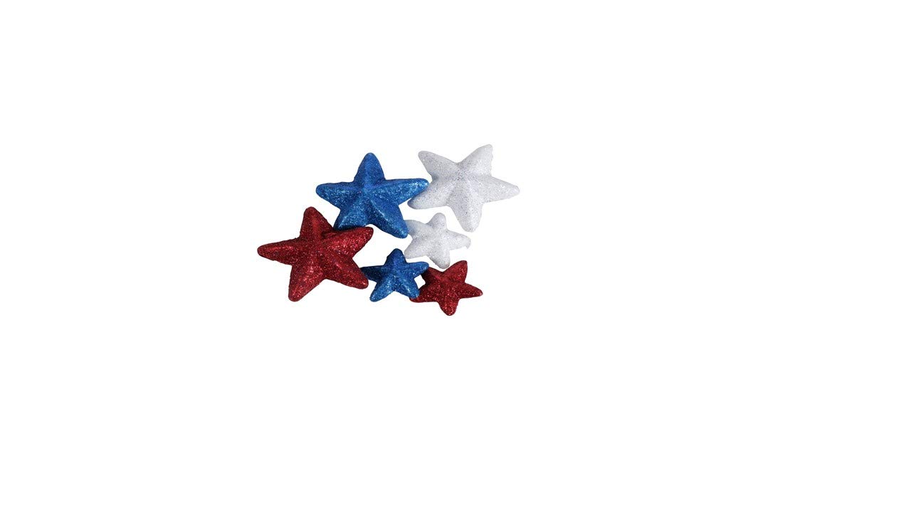 Patriotic Foam Glitter Stars 20-ct Table Scatters (Bonus Exclusive Stolni Ukras) Red White Blue Fourth of July Independence Day Decor (Set of 2)