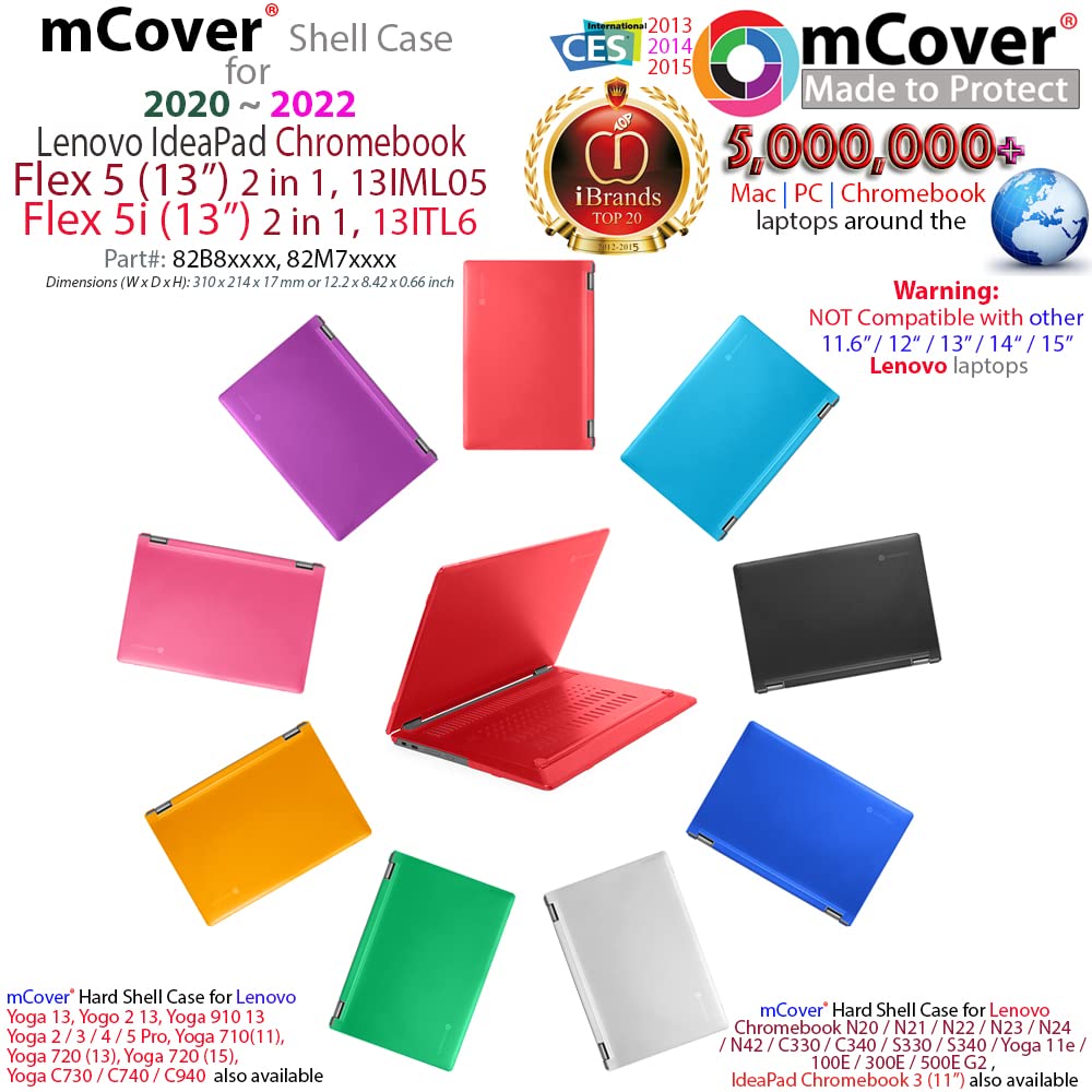 mCover Case Compatible for 2020~2022 13.3" Lenovo IdeaPad Flex 5 (13") 13IML05 / Flex 5i 13ITL6 2 in 1 Chromebook Laptop ONLY (NOT Fitting Any Other Lenovo Models) - Pink