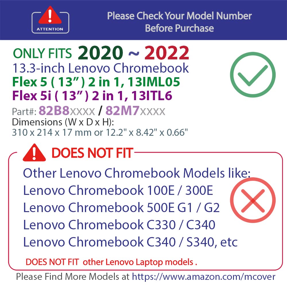 mCover Case Compatible for 2020~2022 13.3" Lenovo IdeaPad Flex 5 (13") 13IML05 / Flex 5i 13ITL6 2 in 1 Chromebook Laptop ONLY (NOT Fitting Any Other Lenovo Models) - Pink