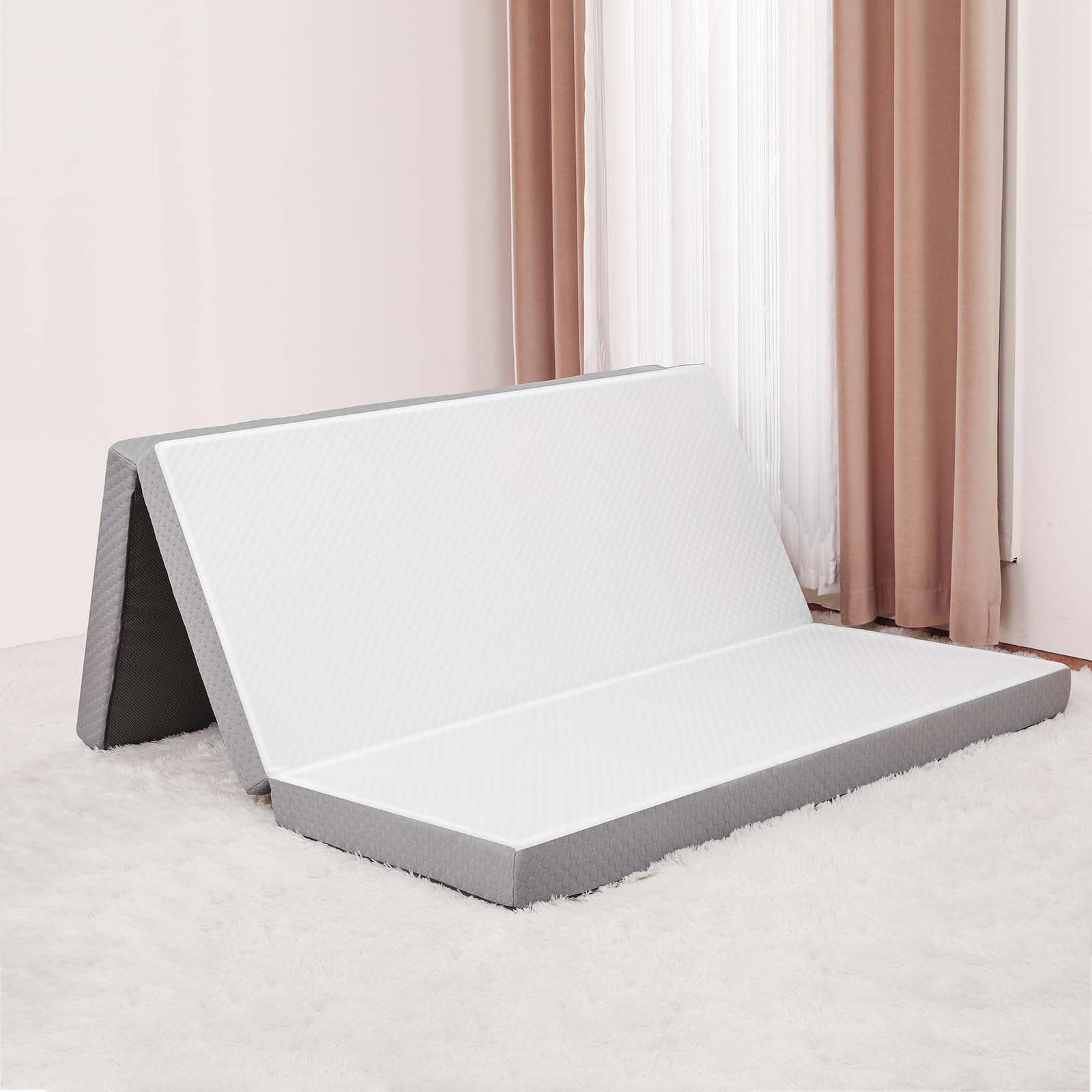 Forias Memory Foam Folding Mattress Full with Storage Bag, 4 Inch Tri-fold Mattress, Breathable Foldable Mattress Topper Portable Mattress for Floor Guest Bed Full Size 75" L x 54" W x 4" H