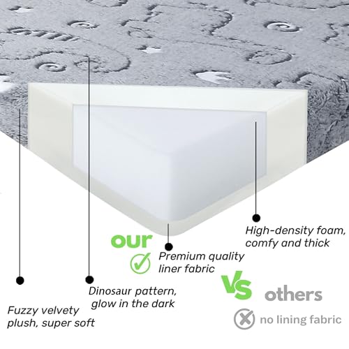 MeMoreCool Glow Dinosaur Foldable Floor Mattress for Kids, Trifold Nap Mat for Toddlers, Portable Daycare Sleeping Futon or Floor Bed, 57x22 Inch