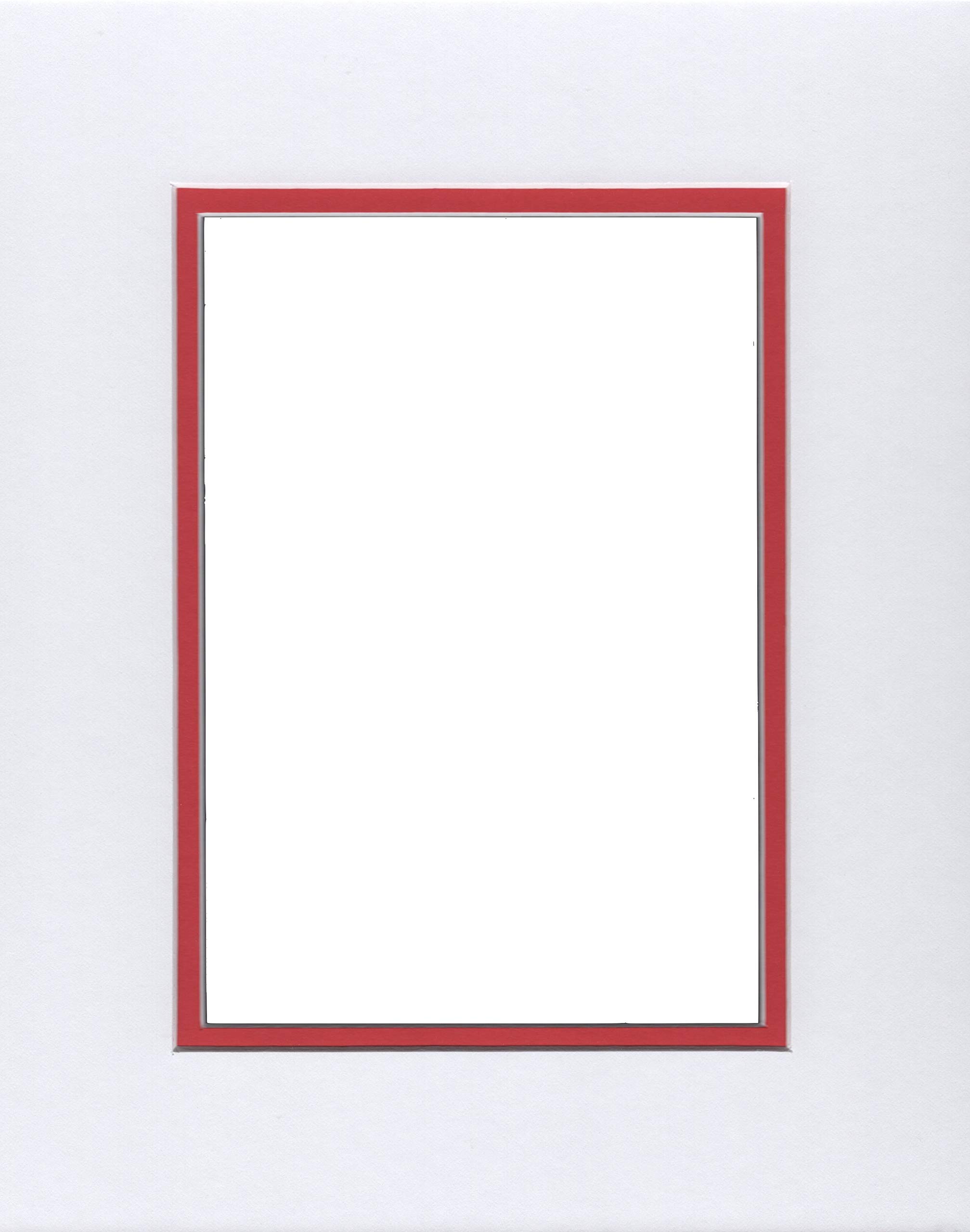 Pack of 5 11x14 White & Bright Red Double Picture Mats Cut for 8x10 Pictures