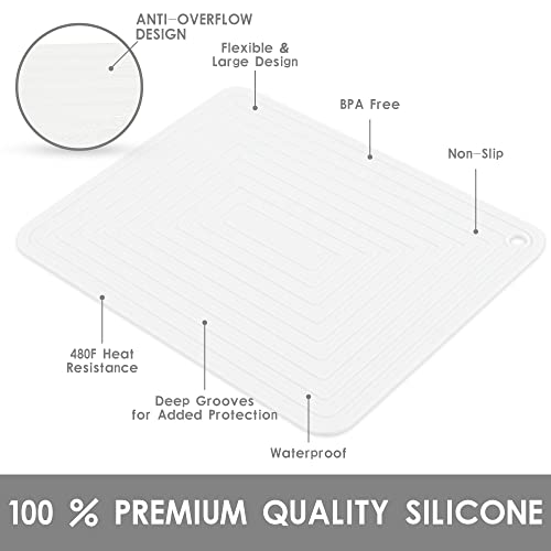 Viwehots Silicone Trivets Mats for Pots and Pans, Flexible Hot Pads for Kitchen Table, Non Slip Heat Resistant Mats-Pot Holders Silicone Mats Placemats, Rectangular Microwave Mats Pack 4 Color White