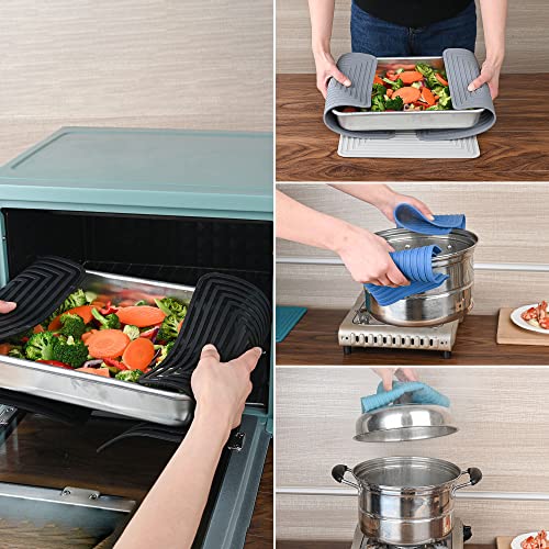 Viwehots Silicone Trivets Mats for Pots and Pans, Flexible Hot Pads for Kitchen Table, Non Slip Heat Resistant Mats-Pot Holders Silicone Mats Placemats, Rectangular Microwave Mats Pack 4 Color White