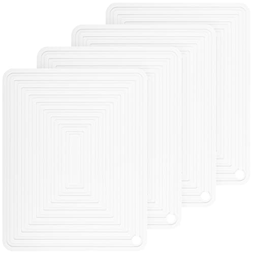 Viwehots Silicone Trivets Mats for Pots and Pans, Flexible Hot Pads for Kitchen Table, Non Slip Heat Resistant Mats-Pot Holders Silicone Mats Placemats, Rectangular Microwave Mats Pack 4 Color White