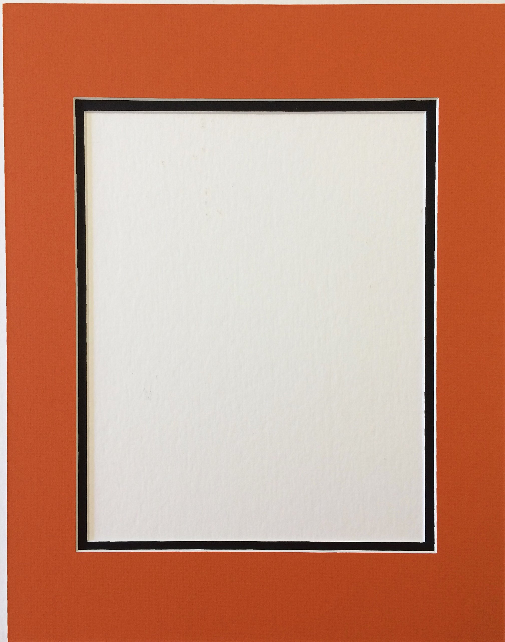 16x20 Orange and Black Double Picture Mat, Bevel Cut for 11x14 Picture or Photo
