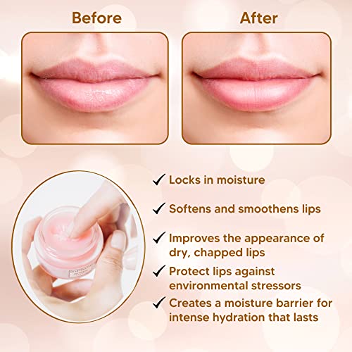 YUGLO Moisture & Collagen Booster Lip Sleeping Mask | Treatment to Restore, Hydrate & Plump Dry, Chapped Lips - Peach