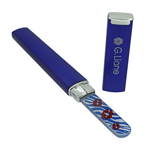 Premium Glass Nail File with Case – G.Liane Professional Crystal Fingernail Files Perfect Manicure Set for Women Men Kids Nail Care Gift Set (Blue)