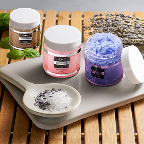 Body Scrub, Gifts for Women & Men, 6pc Exfoliating Body, Face, Hand, Foot Scrub, Himalayan Salt, Brown Sugar, Coconut, Arabica Coffee, Acne, Stretch Marks & Cellulite Remover, Essential Oils
