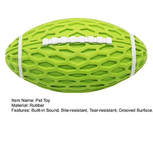 Galand Dog Squeaky Toy Rugby Ball Pet Puppy Dog Molar Chew Toy Relieve Boredom Bite-Resistant Practical Rubber 2Pcs Green L