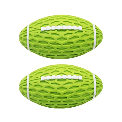 Galand Dog Squeaky Toy Rugby Ball Pet Puppy Dog Molar Chew Toy Relieve Boredom Bite-Resistant Practical Rubber 2Pcs Green L