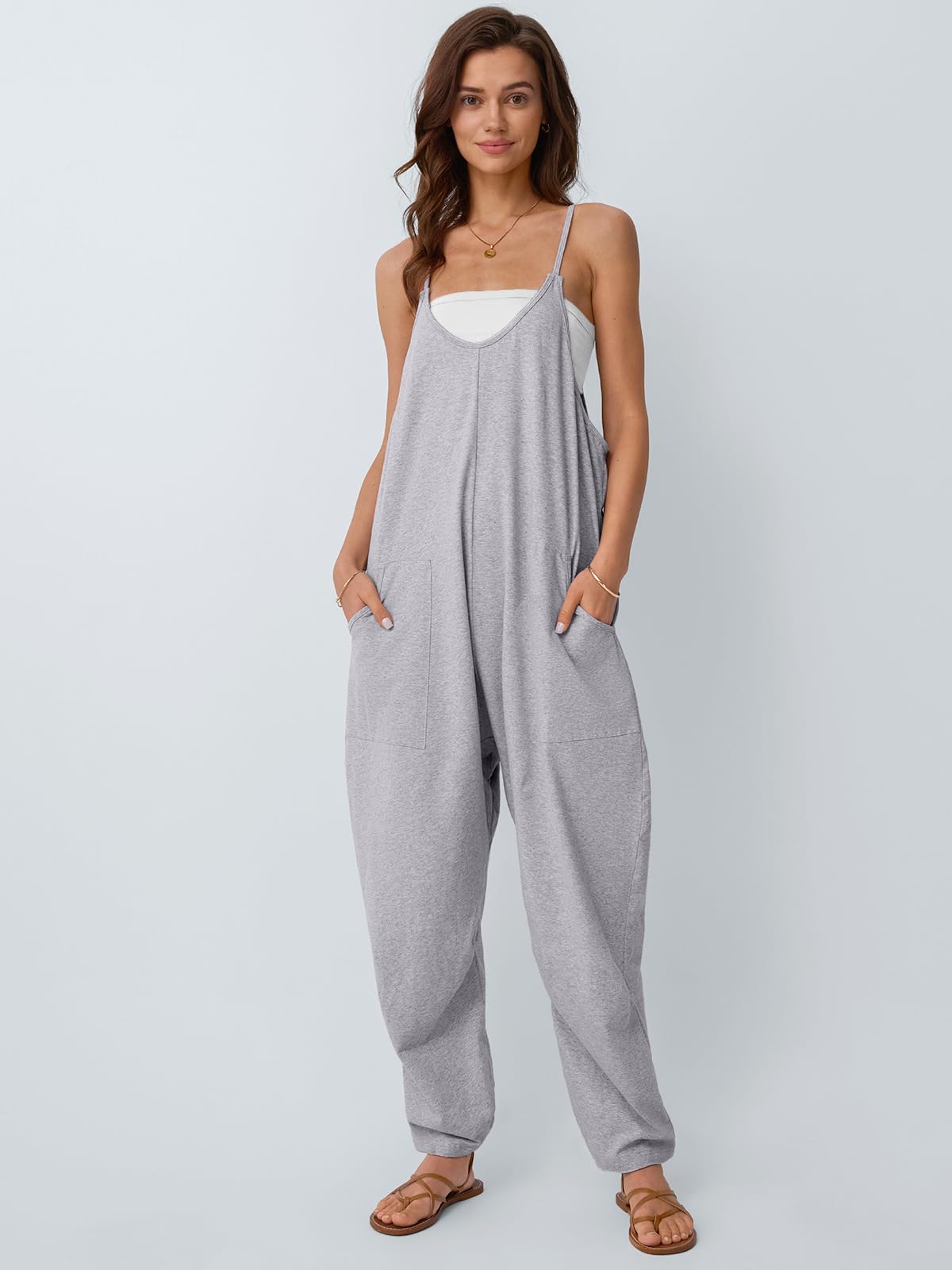 AUTOMET Summer Maternity Clothes Outfits Plus Size Loose Comfy Womens Jumpsuits Casual Rompers Soft Trendy Overalls Jumpers 2025 Gray M