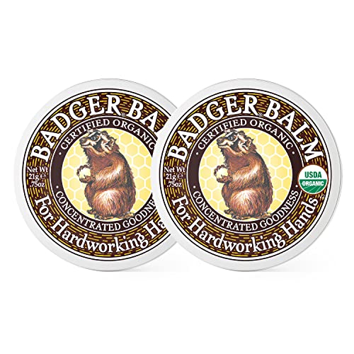 Badger - Hardworking Hands Healing Balm, Aloe Vera & Wintergreen, Working Hand Balm, Balm, for Dry Hands, Hand Moisturizer Balm, Certified Organic Hand Balm, Hand Repair Balm, 0.75 oz (2 Pack)