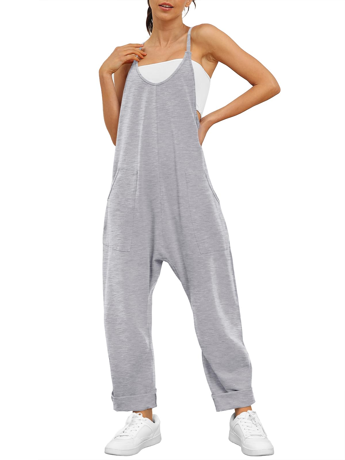 AUTOMET Summer Maternity Clothes Outfits Plus Size Loose Comfy Womens Jumpsuits Casual Rompers Soft Trendy Overalls Jumpers 2025 Gray M
