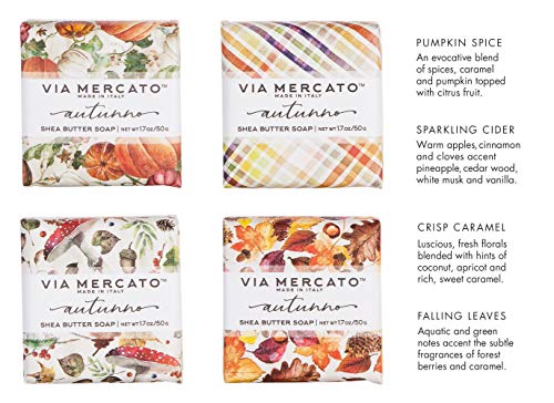 Via Mercato Natale Shea Butter Soap Boutique Luxury Gift Box (Set of 4, 50g Each) - Autunno