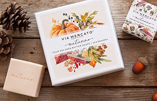 Via Mercato Natale Shea Butter Soap Boutique Luxury Gift Box (Set of 4, 50g Each) - Autunno