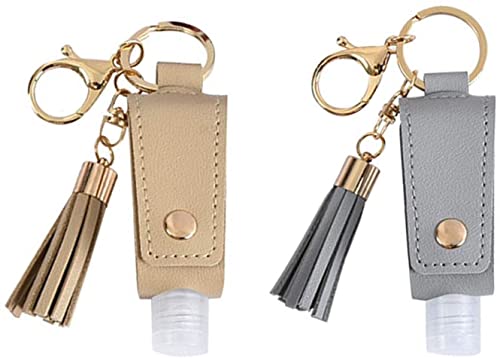 Milcraft Portable Empty Travel Bottle Keychain Hand Sanitizer Bottle Holder 3 Pack 1oz / 30ml Small Squeeze Bottle Refillable Containers for Toiletry Shampoo Lotion Soap (Black+Grey+Khaki)
