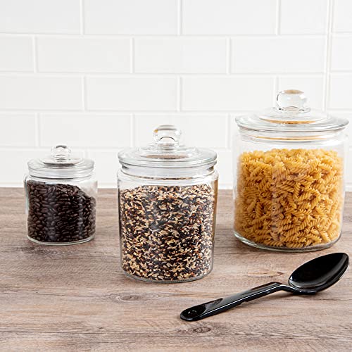 Restaurantware Vetri 0.5 Gallon Glass Storage Jar 1 Dishwashable Glass Cookie Jar - Airtight Seal Wide Opening Clear Glass Candy Jar Knob Handle Lid For Kitchen Laundry Or Storage