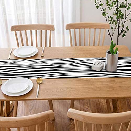 Jacrane Runner for Table 13X72 Inch Abstract Background Stylized Flowing Water Illusion Graphic Art Table Runner for Home Party Decor